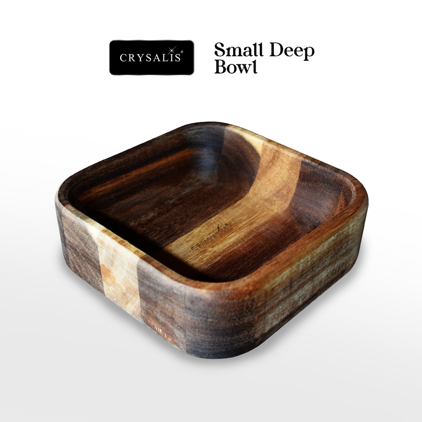 CRYSALIS PREMIUM Small Deep Bowl Acacia Wood – Sunbeams Lifestyle