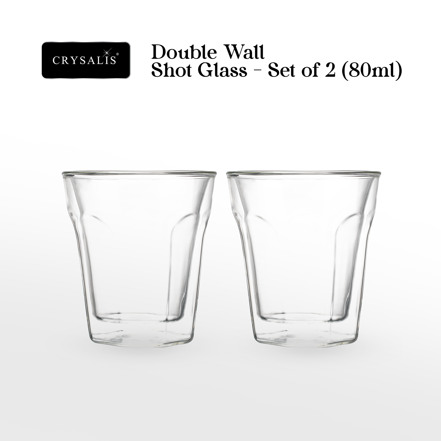 CRYSALIS Double-Wall Glass Shot Glass | Rock Glass | Highball Glass ...
