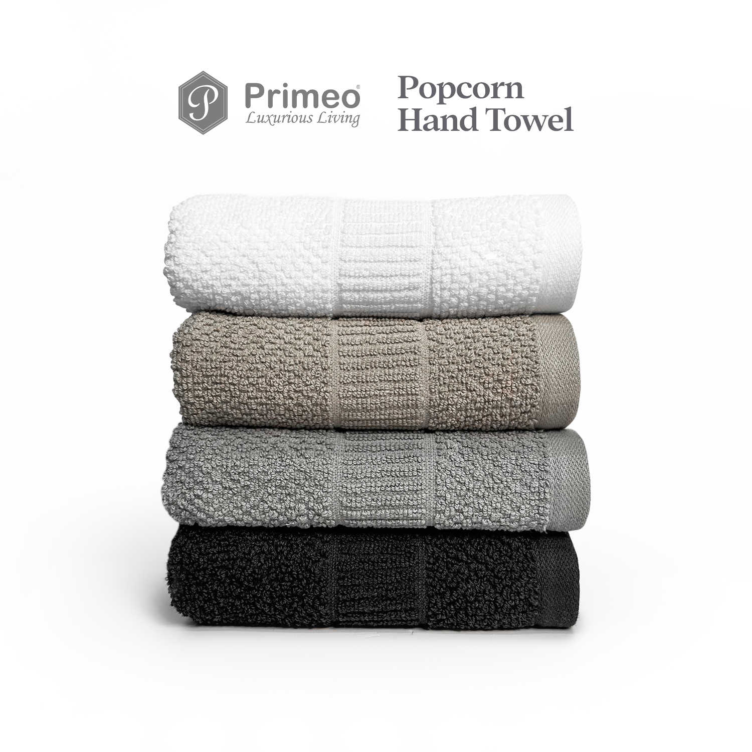 Primeo 100% Cotton Hand Towel - Popcorn Weave Collection Towels ...