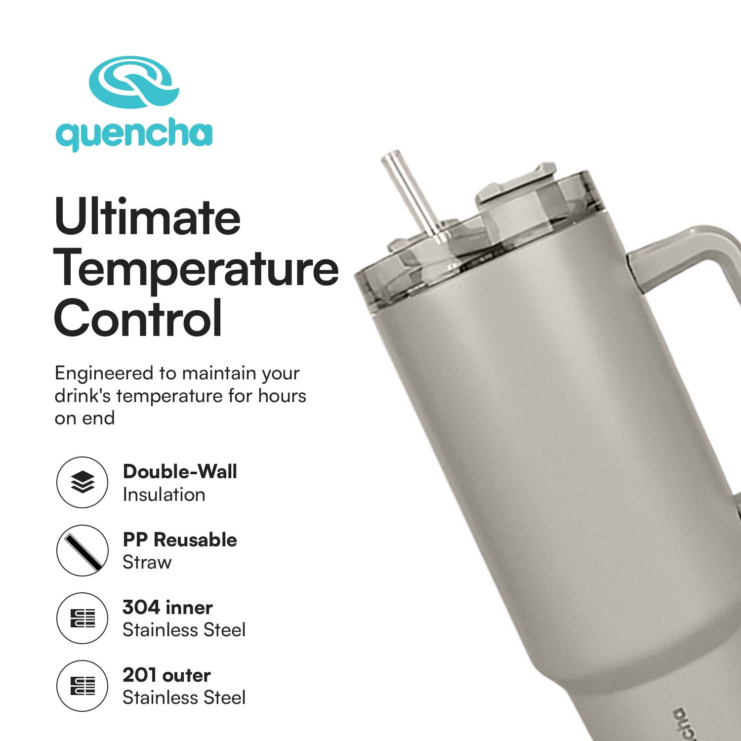 QUENCHA 37oz Straw Lid Insulated Mug Tumbler – Sunbeams Lifestyle