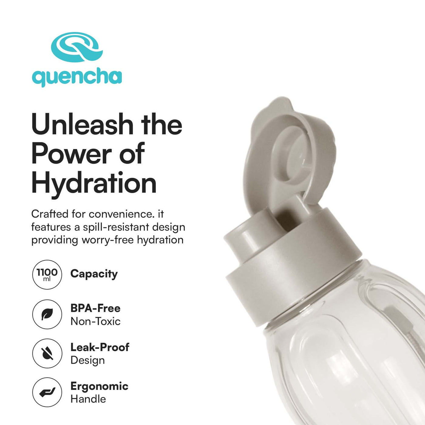 QUENCHA 17oz & 37oz Flip Cap Plastic Water Bottle – Sunbeams Lifestyle