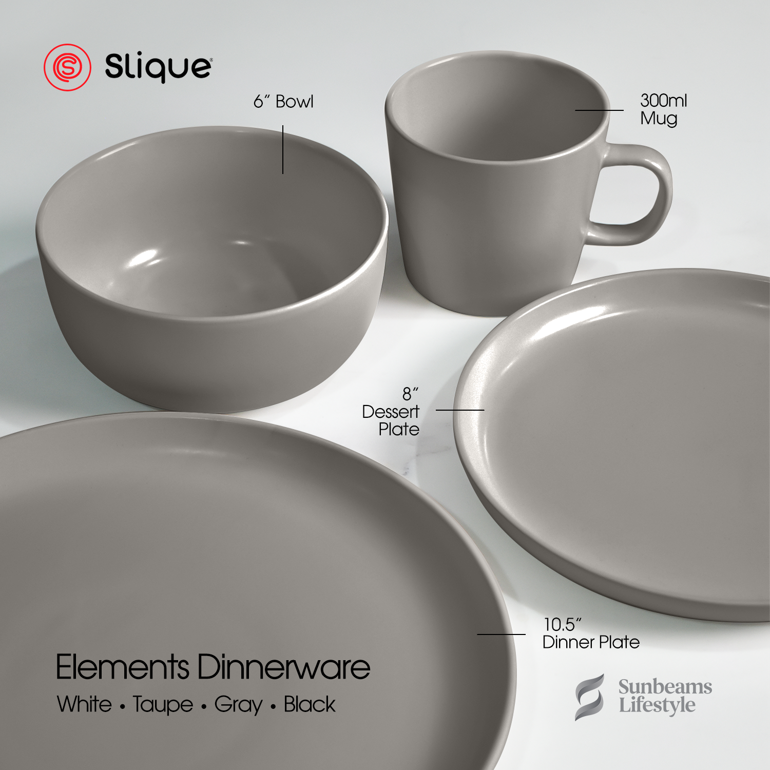 Slique Dinnerware [Set of 4] Glazed Stoneware Ceramic Surface, Chip re ...